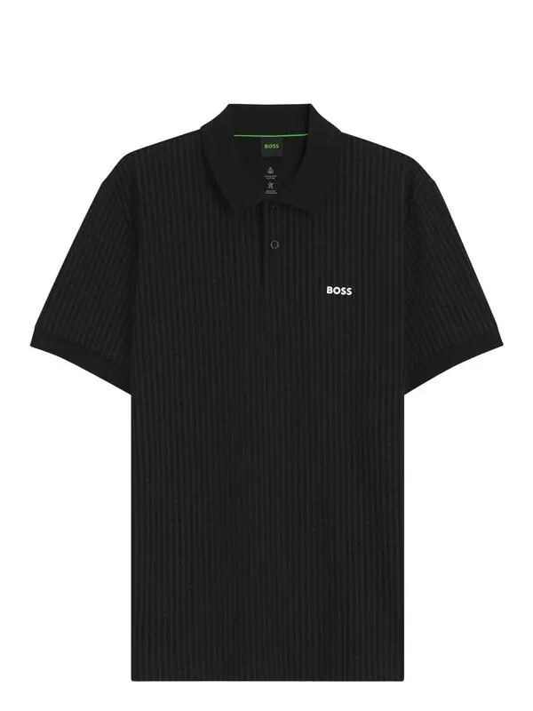 BOSS Cotton-piqué Polo Shirt With All-over Print - Black