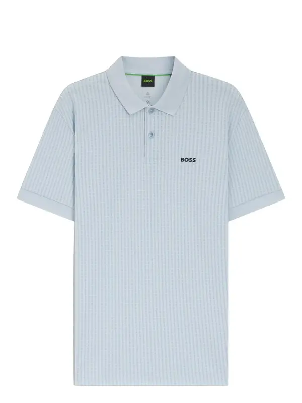 BOSS Cotton-piqué Polo Shirt With All-over Print - Light Blue