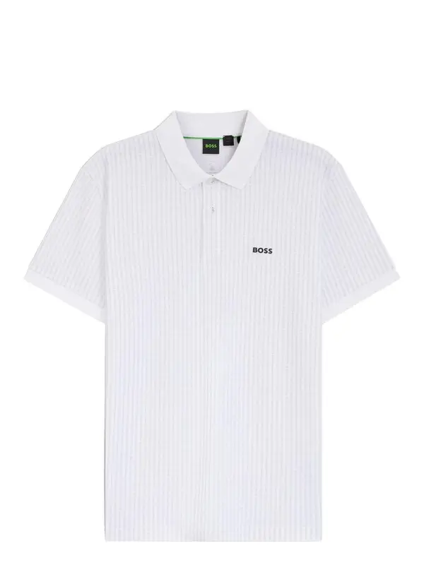 BOSS Cotton-piqué Polo Shirt With All-over Print - White