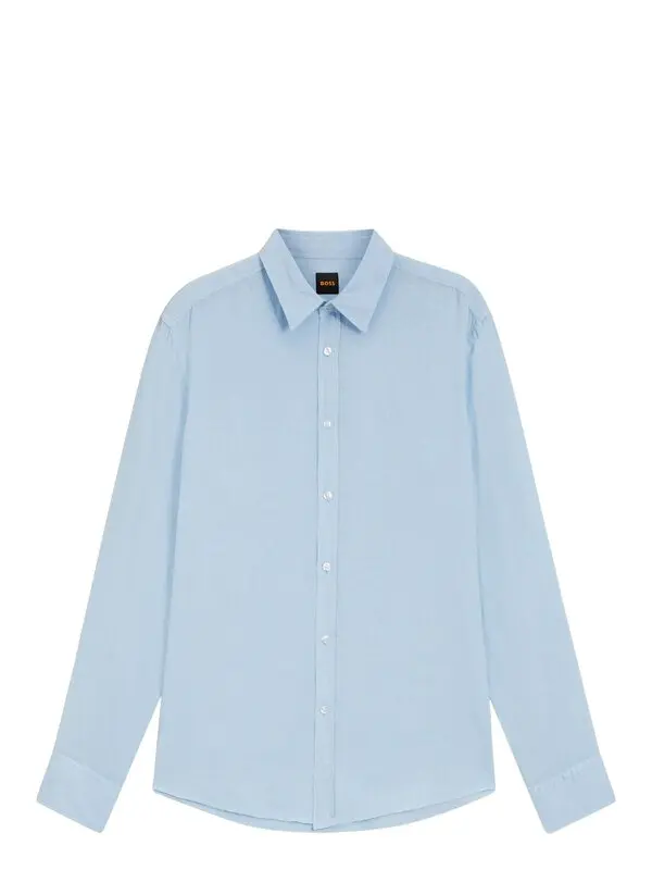 BOSS Regular-fit Shirt In Linen - Light Blue