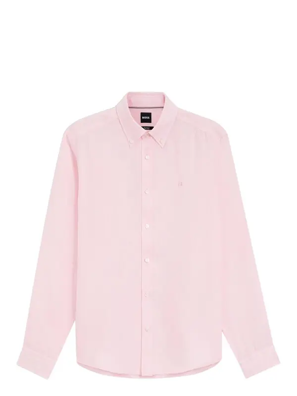 BOSS Regular-fit Shirt In Linen - Light Pink