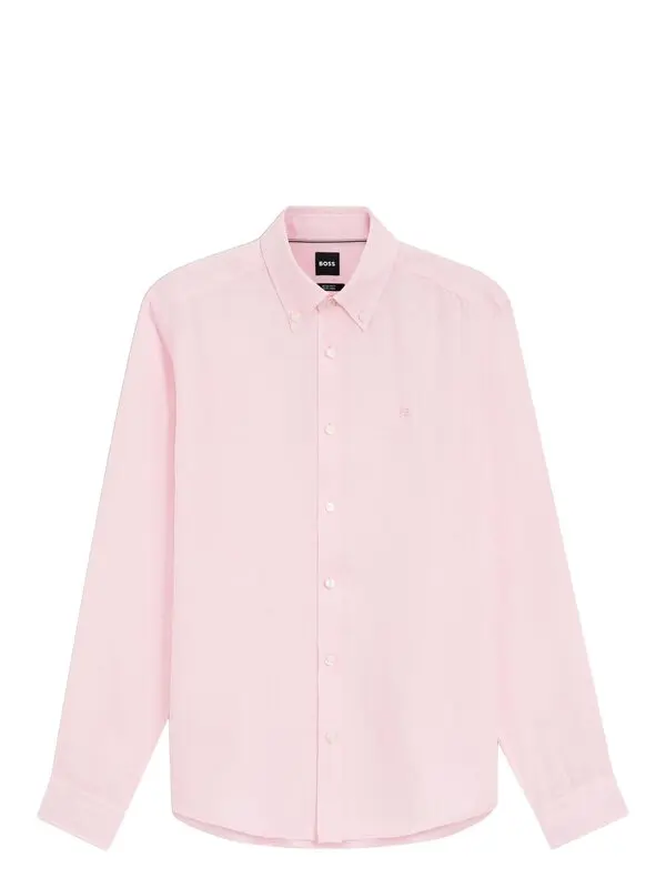 BOSS Regular-fit Shirt In Linen - Light Pink