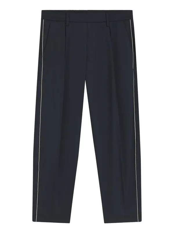 BOSS Tapered-fit Trousers With Pleats - Dark Blue