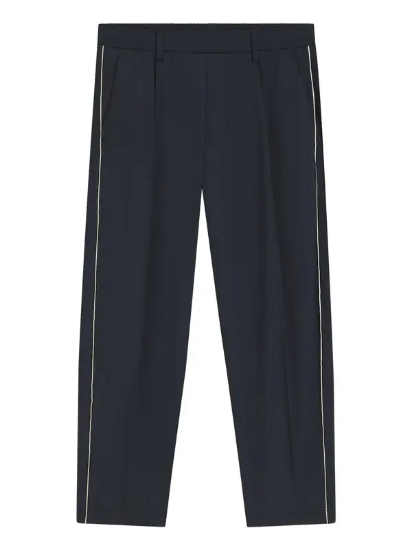 BOSS Tapered-fit Trousers With Pleats - Dark Blue
