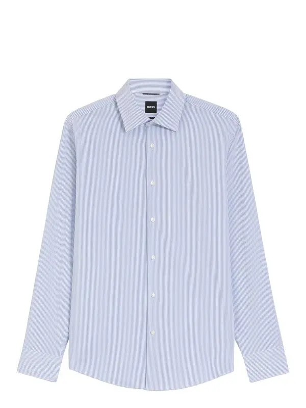 BOSS Striped Regular-fit Shirt In Performance-stretch Fabric - Light Blue