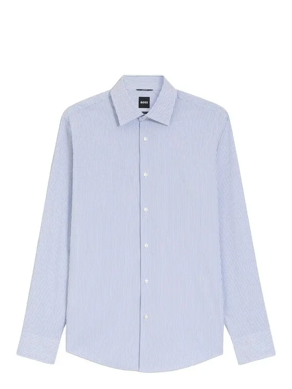 BOSS Striped Regular-fit Shirt In Performance-stretch Fabric - Light Blue