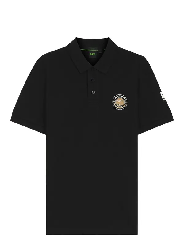 BOSS Cotton-piqué Polo Shirt With Tennis Artwork - Black