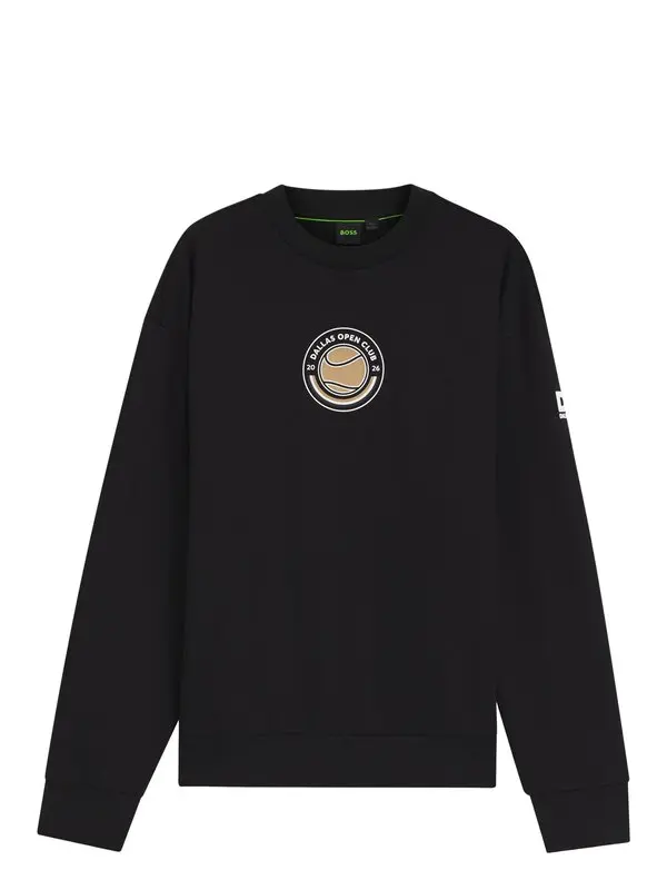 BOSS Cotton-terry Sweatshirt With Tennis Artwork - Black