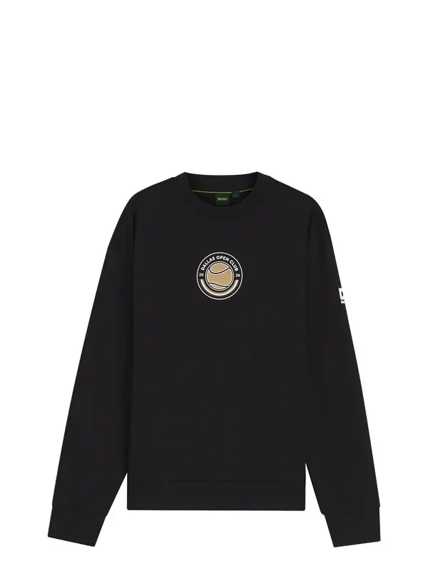 BOSS Cotton-terry Sweatshirt With Tennis Artwork - Black