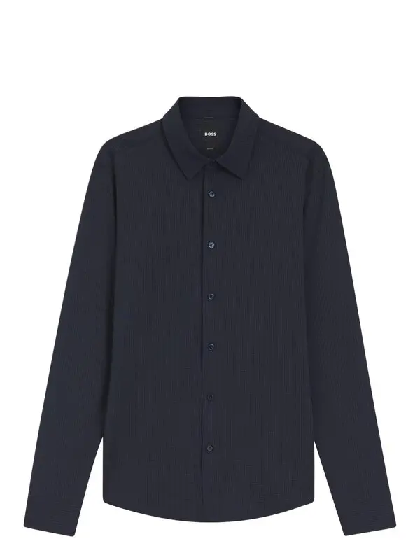 BOSS Slim-fit Shirt In Italian Performance-stretch Seersucker - Dark Blue