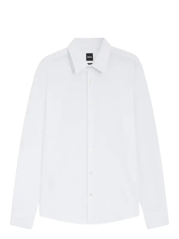 BOSS Slim-fit Shirt In Italian Performance-stretch Seersucker - White