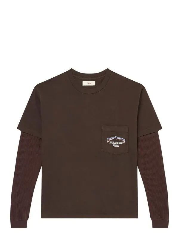 CHERRY LOS ANGELES Country Road Logo-print Layered Thermal Cotton-jersey T-shirt - Brown