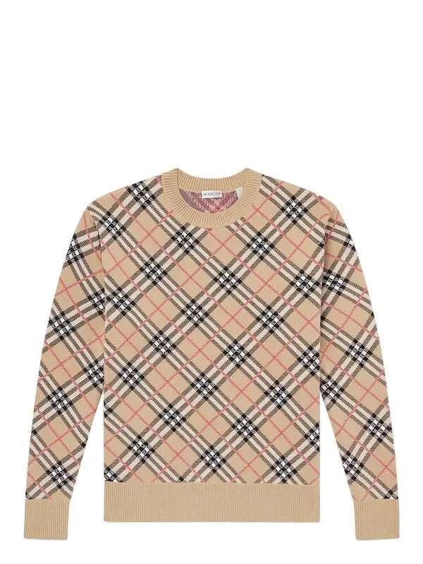 Burberry Checked Cotton-blend Sweater - Beige