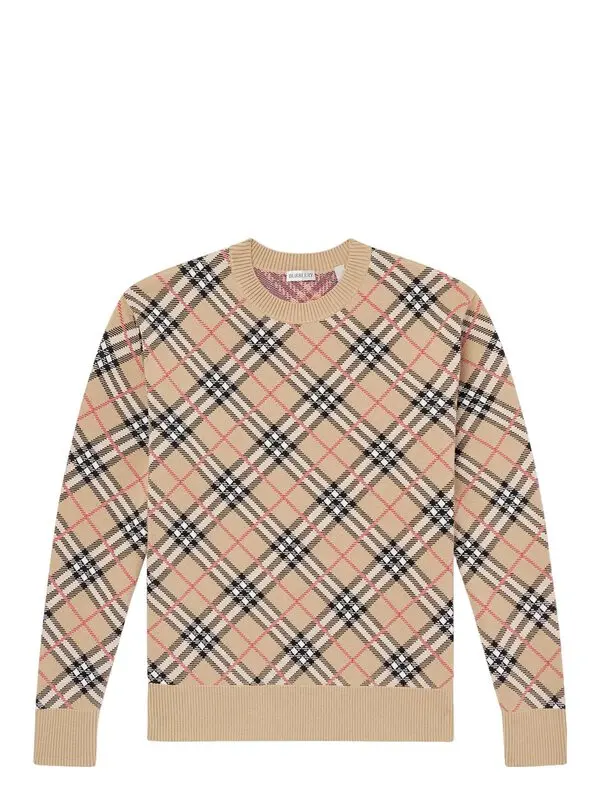 Burberry Checked Cotton-blend Sweater - Neutrals