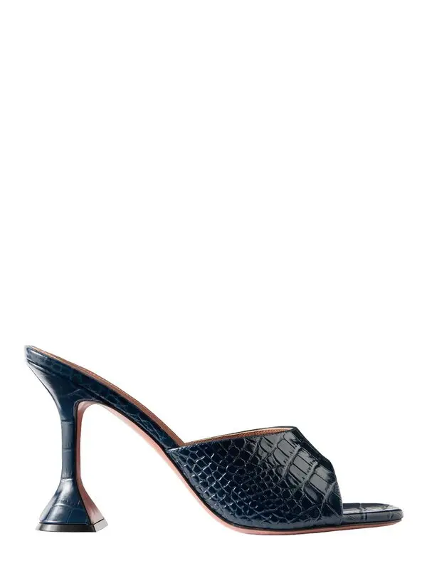 Amina Muaddi Lupita Croc-effect Leather Mules - Blue