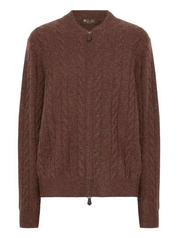 Loro Piana Cedar Cable-knit Cashmere Cardigan - Brown