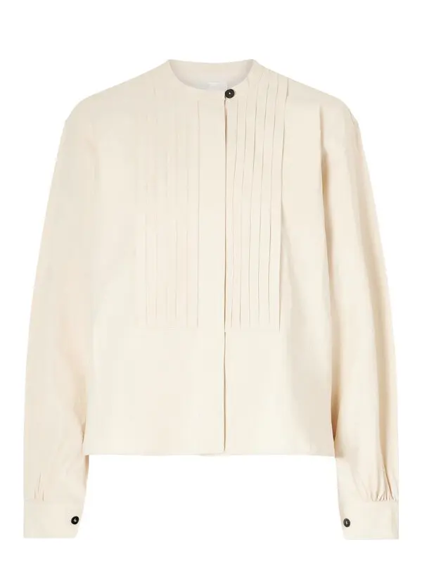 JIL SANDER Pleated Linen Shirt - Cream