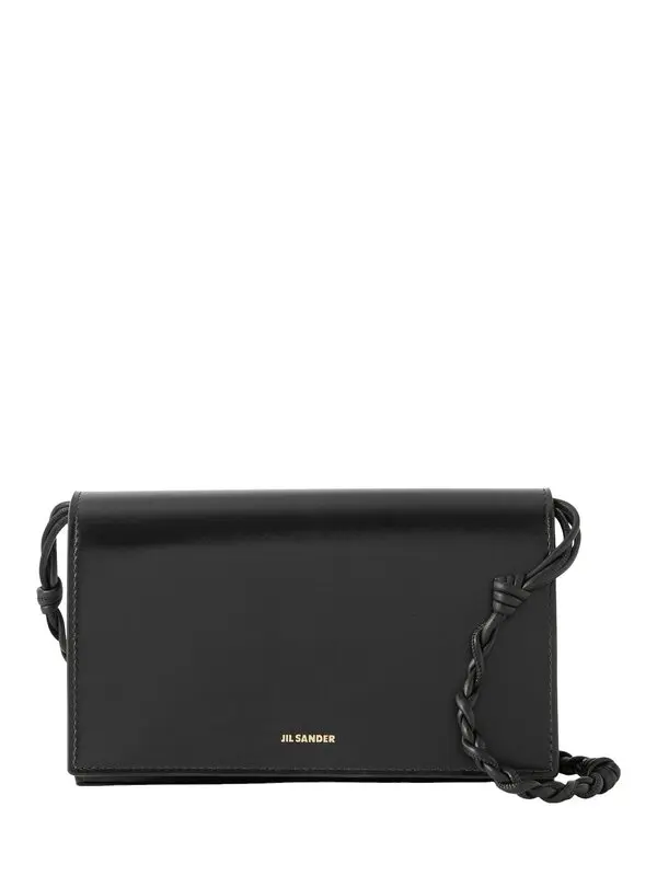 JIL SANDER Tangle Leather Shoulder Bag - Black