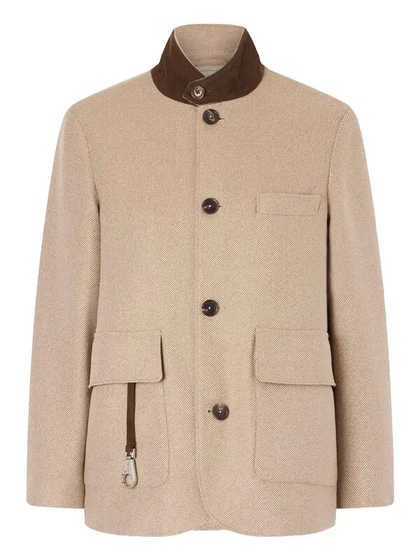 Loro Piana Suede-trimmed Silk-tweed Roadster Jacket - Beige