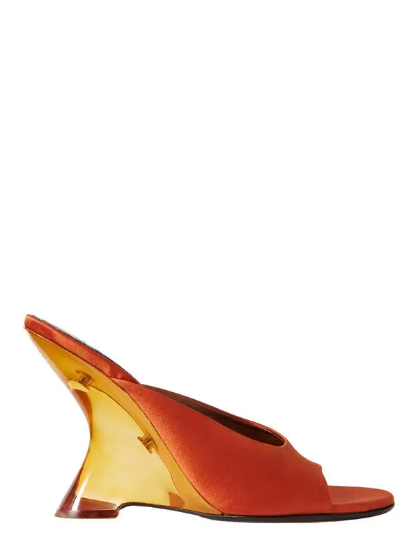 Dries Van Noten Satin Wedge Sandals - Orange