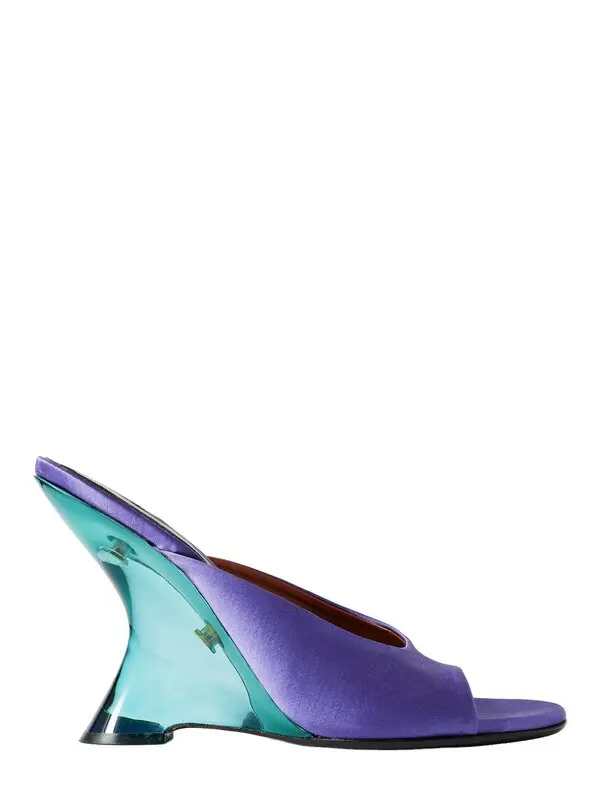Dries Van Noten Satin Wedge Sandals - Purple