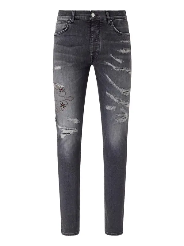 Amiri Hollywood Skinny-fit Embellished Jeans - Black