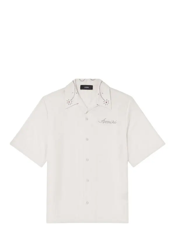 Amiri Studded Camp-collar Woven Shirt - White