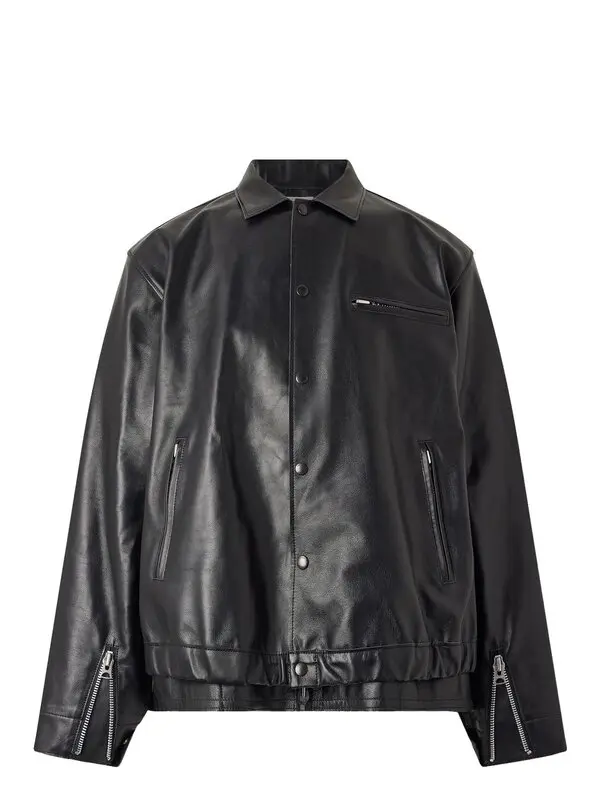 Sacai Layered Leather Blouson Jacket - Black