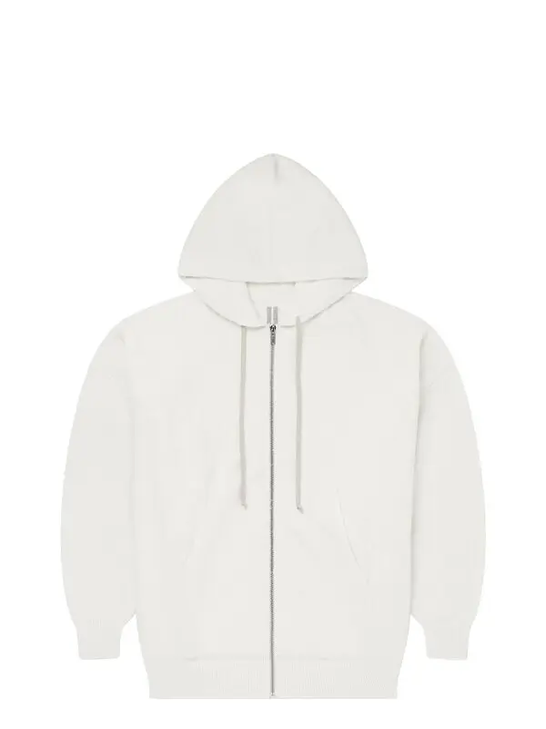Rick Owens Ribbed-knit Zip-up Hoodie - Neutrals