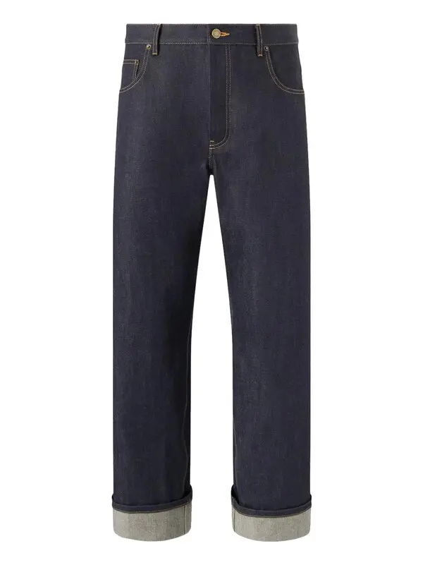 Thom Browne Cropped Straight-leg Selvedge Jeans - Blue