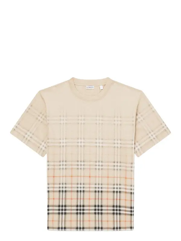 Burberry Checked Cotton-jersey T-shirt - Neutrals