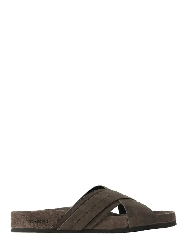 TOM FORD Wicklow Suede Sandals - Gray