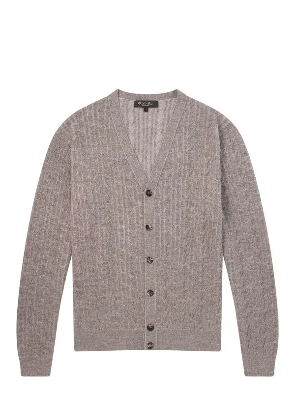 Loro Piana Cable-knit Virgin Wool, Cashmere And Silk-blend Cardigan - Beige
