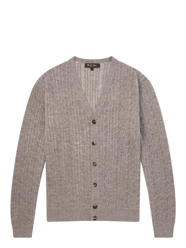 Loro Piana Cable-knit Virgin Wool, Cashmere And Silk-blend Cardigan - Neutrals