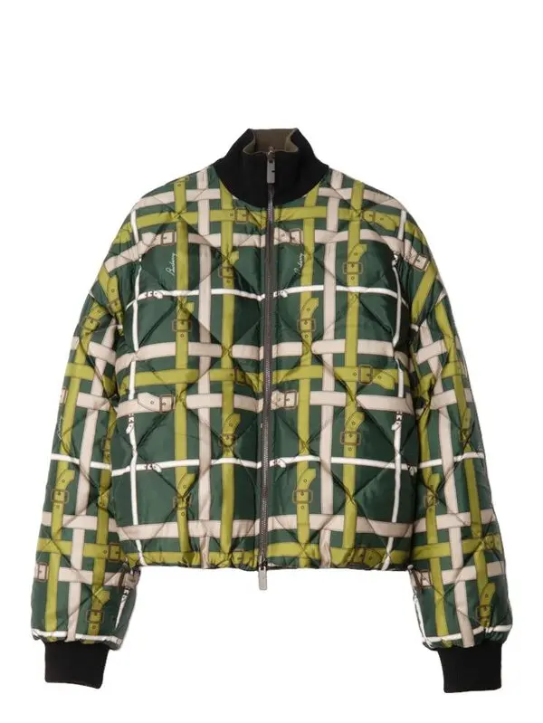 Burberry Cropped Reversible Check Nylon Jacket - Marsh Green