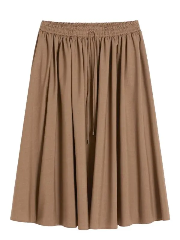 Max Mara Woollen Cloth Midi Skirt - Hazelnut Brown