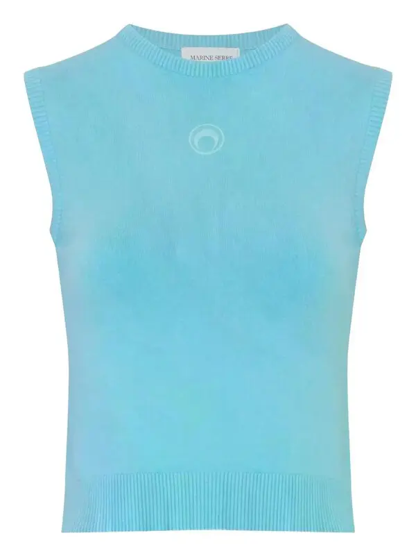 MARINE SERRE Moon Logo Knit Vest - Blue