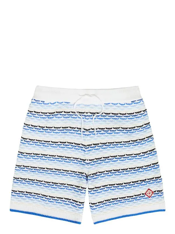 Casablanca Striped Tuck-stitch Cotton-knit Shorts - Multicoloured