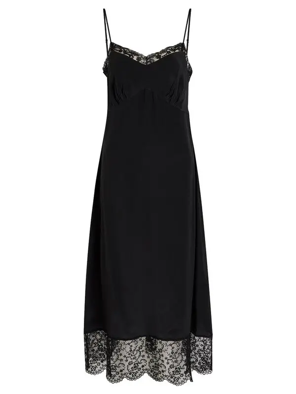 Simone Rocha Lace-trimmed Crepe-de-chine Midi Dress - Black