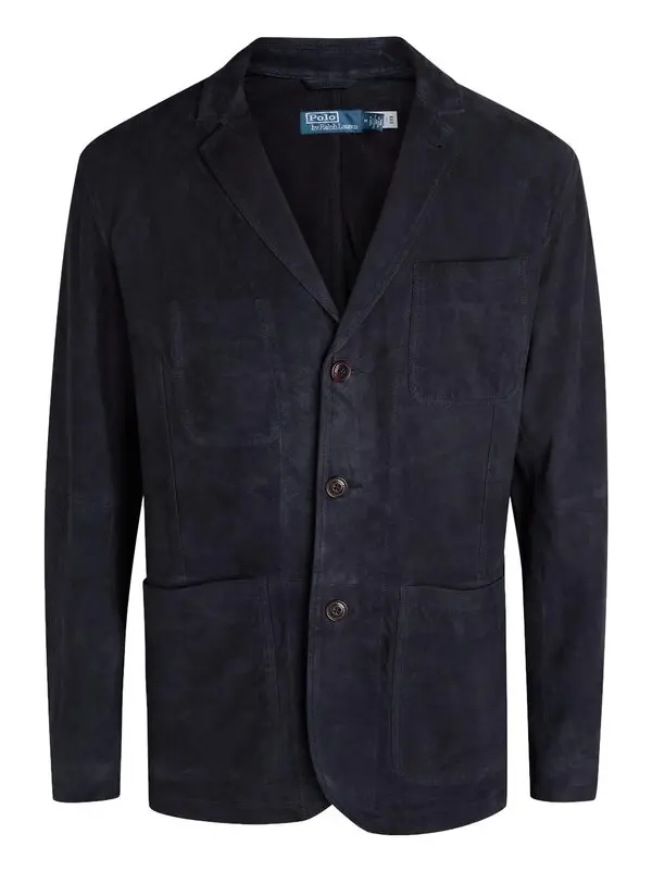 Polo Ralph Lauren Single-breasted Suede Jacket - Navy