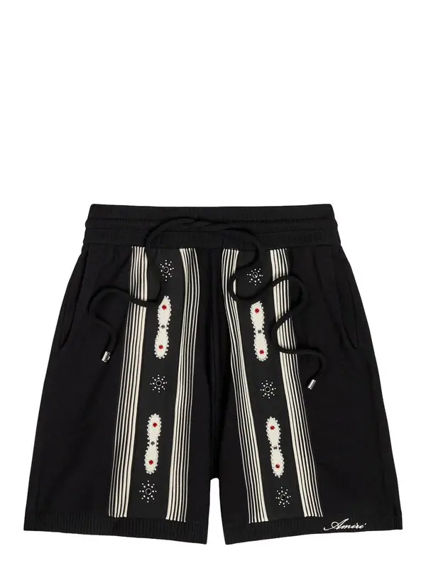 Amiri Striped Embellished Wool-blend Shorts - Black