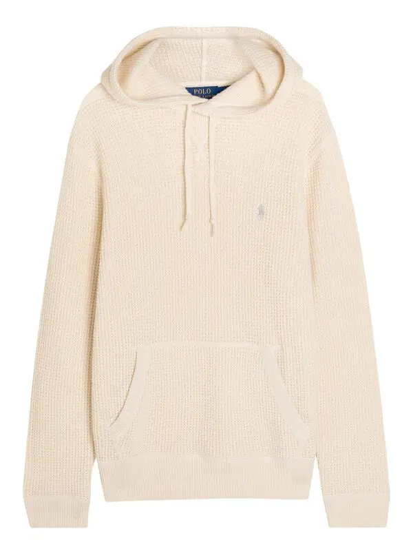 Polo Ralph Lauren Hooded Waffle-knit Wool-blend Jumper - Cream