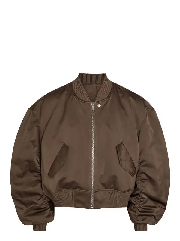 Rick Owens Secchia Flight Satin Bomber Jacket - Dark Brown