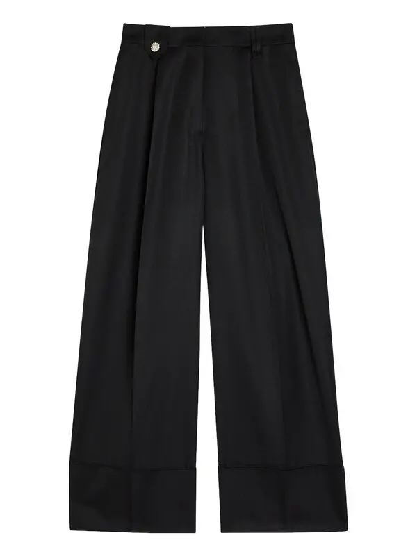 Simone Rocha Turn-up Wide-leg Gabardine Trousers - Black