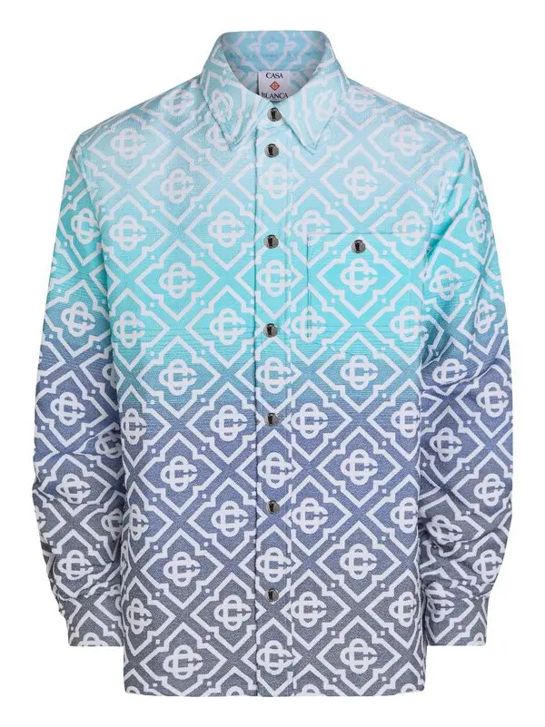 Casablanca Logo-monogrammed Woven Overshirt - Blue