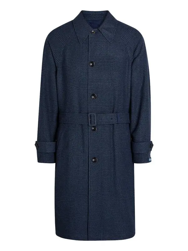 Polo Ralph Lauren Balmacaan Reversible Belted Wool And Silk-blend Coat - Navy