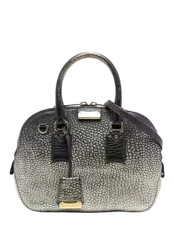 Burberry Ombre Metallic Grained Calfskin Orchard Bowling Satchel - Black