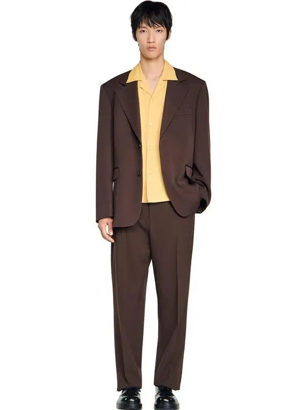 Sandro Oversized Wool Jacket - Chocolate