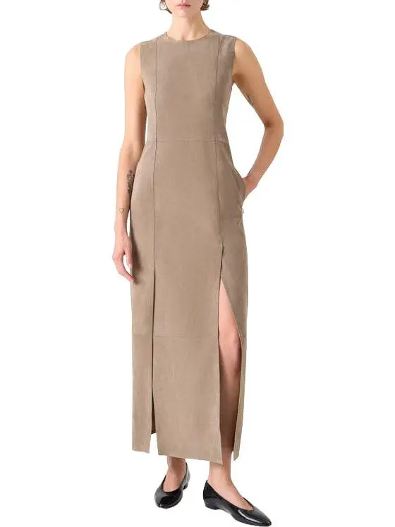 Akris Suede Column Dress - Taupe