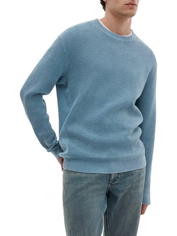 Rag & Bone Caden Cotton Blend Sweater - Fog Blue